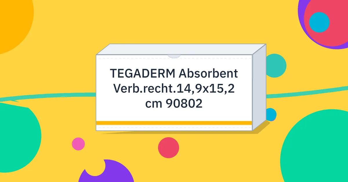 Symbolbild: Packung mit der Aufschrift TEGADERM Absorbent Verb.recht.14,9x15,2 cm 90802 (PZN 20130012) – Verfügbarkeit und Bezug in Apotheken in Frankfurt am Main
