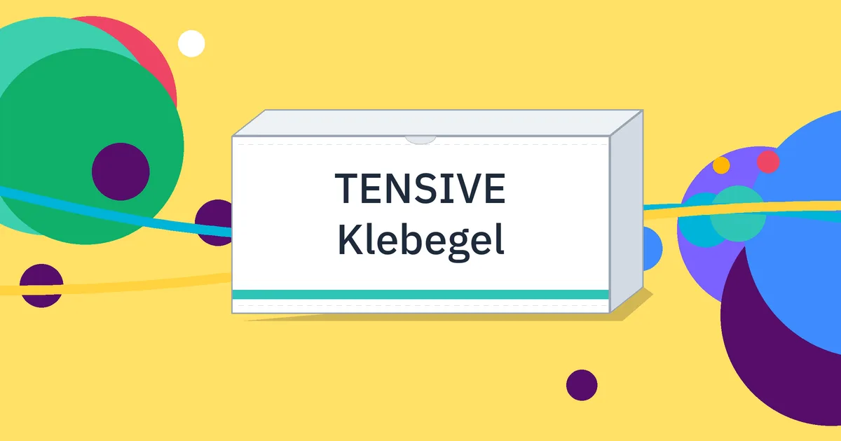 Symbolbild: Packung mit der Aufschrift TENSIVE Klebegel (PZN 14268315) – Verfügbarkeit und Bezug in Apotheken in Frankfurt am Main