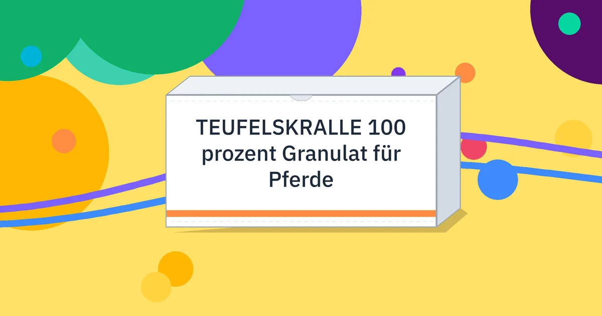 Symbolbild: Packung mit der Aufschrift TEUFELSKRALLE 100 prozent Granulat für Pferde (PZN 12485020) – Verfügbarkeit und Bezug in Apotheken in Frankfurt am Main