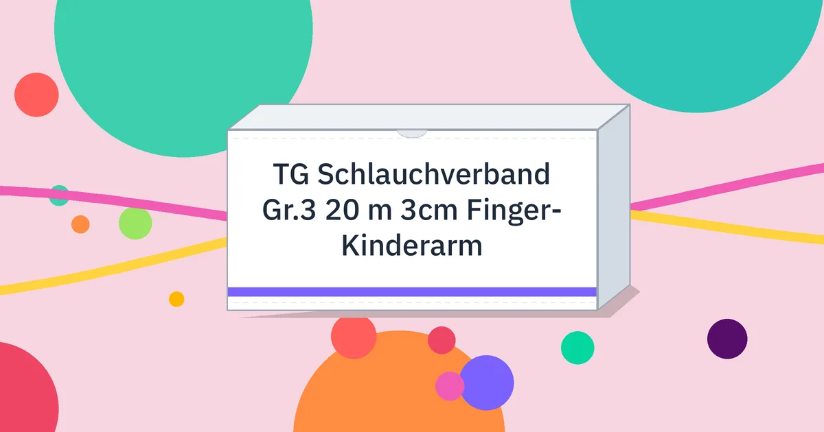 Symbolbild: Packung mit der Aufschrift TG Schlauchverband Gr.3 20 m 3cm Finger-Kinderarm (PZN 12774965) – Verfügbarkeit und Bezug in Apotheken in Frankfurt am Main