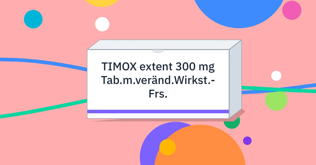 Symbolbild: Packung mit der Aufschrift TIMOX extent 300 mg Tab.m.veränd.Wirkst.-Frs. (PZN 11267752) – Verfügbarkeit und Bezug in Apotheken in Frankfurt am Main