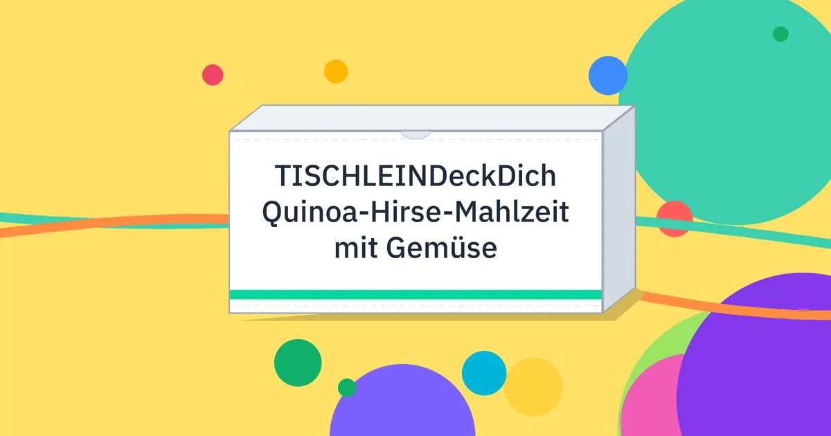 Symbolbild: Packung mit der Aufschrift TISCHLEINDeckDich Quinoa-Hirse-Mahlzeit mit Gemüse (PZN 19946843) – Verfügbarkeit und Bezug in Apotheken in Frankfurt am Main