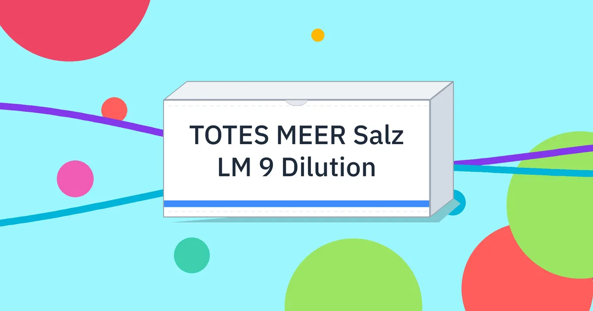 Symbolbild: Packung mit der Aufschrift TOTES MEER Salz LM 9 Dilution (PZN 13226131) – Verfügbarkeit und Bezug in Apotheken in Frankfurt am Main