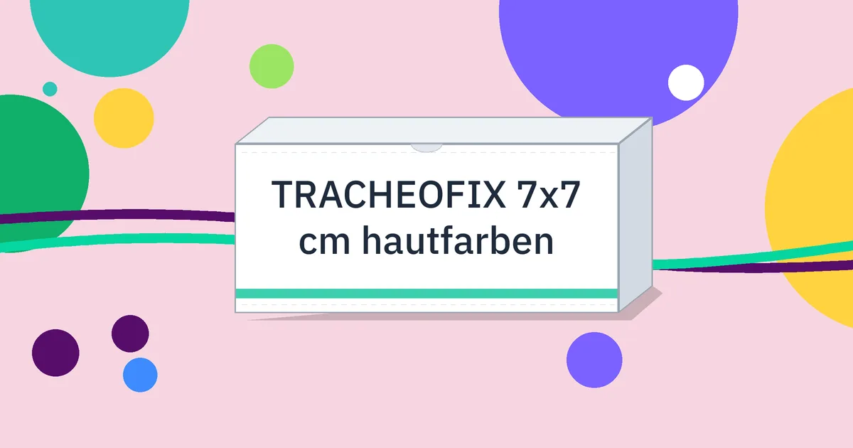 Symbolbild: Packung mit der Aufschrift TRACHEOFIX 7x7 cm hautfarben (PZN 06303411) – Verfügbarkeit und Bezug in Apotheken in Frankfurt am Main