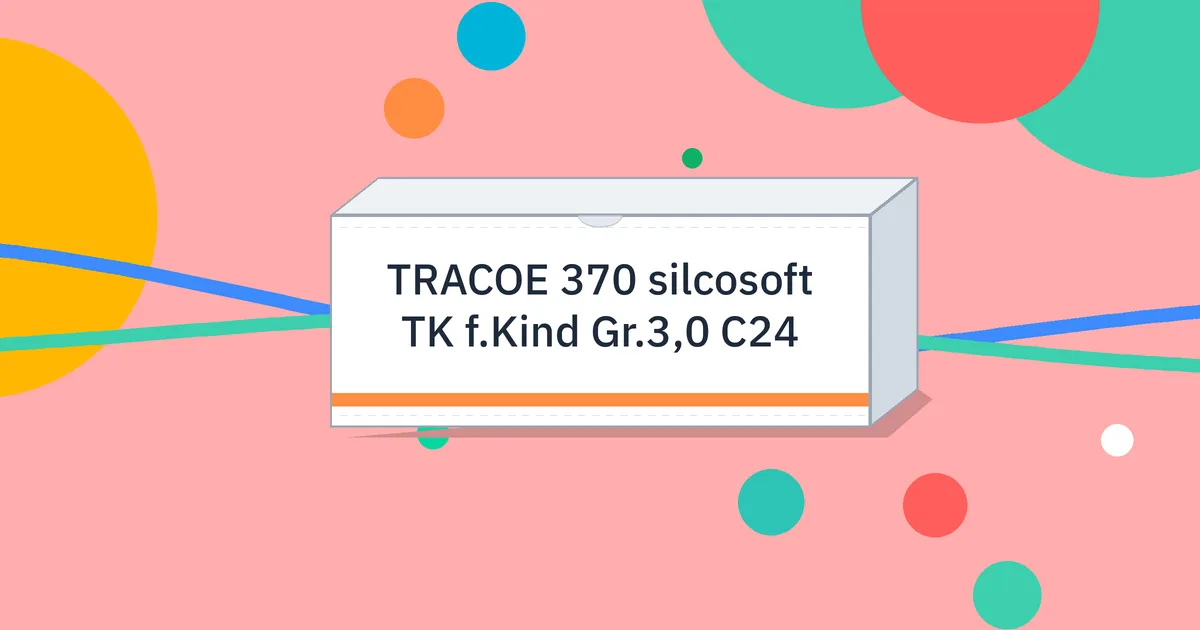 Symbolbild: Packung mit der Aufschrift TRACOE 370 silcosoft TK f.Kind Gr.3,0 C24 (PZN 14314050) – Verfügbarkeit und Bezug in Apotheken in Frankfurt am Main