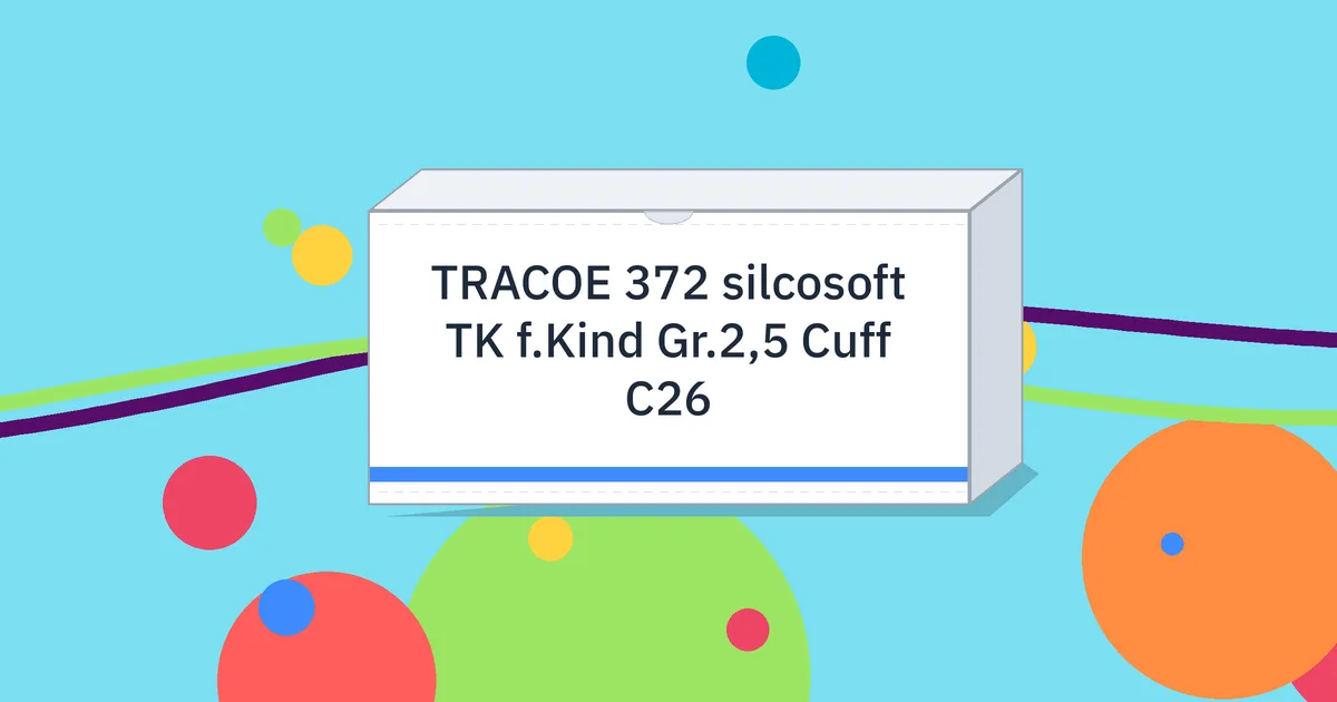 Symbolbild: Packung mit der Aufschrift TRACOE 372 silcosoft TK f.Kind Gr.2,5 Cuff C26 (PZN 14315813) – Verfügbarkeit und Bezug in Apotheken in Frankfurt am Main