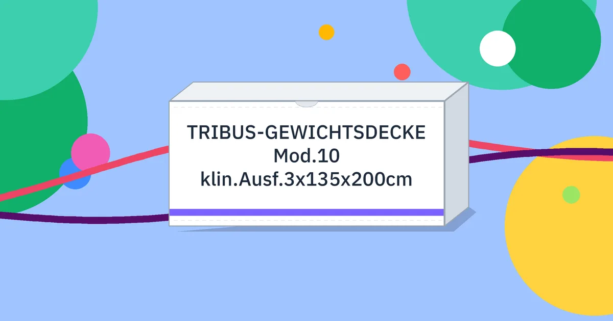 Symbolbild: Packung mit der Aufschrift TRIBUS-GEWICHTSDECKE Mod.10 klin.Ausf.3x135x200cm (PZN 20407703) – Verfügbarkeit und Bezug in Apotheken in Frankfurt am Main