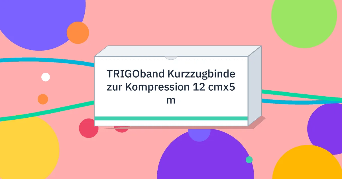 Symbolbild: Packung mit der Aufschrift TRIGOband Kurzzugbinde zur Kompression 12 cmx5 m (PZN 09944872) – Verfügbarkeit und Bezug in Apotheken in Frankfurt am Main