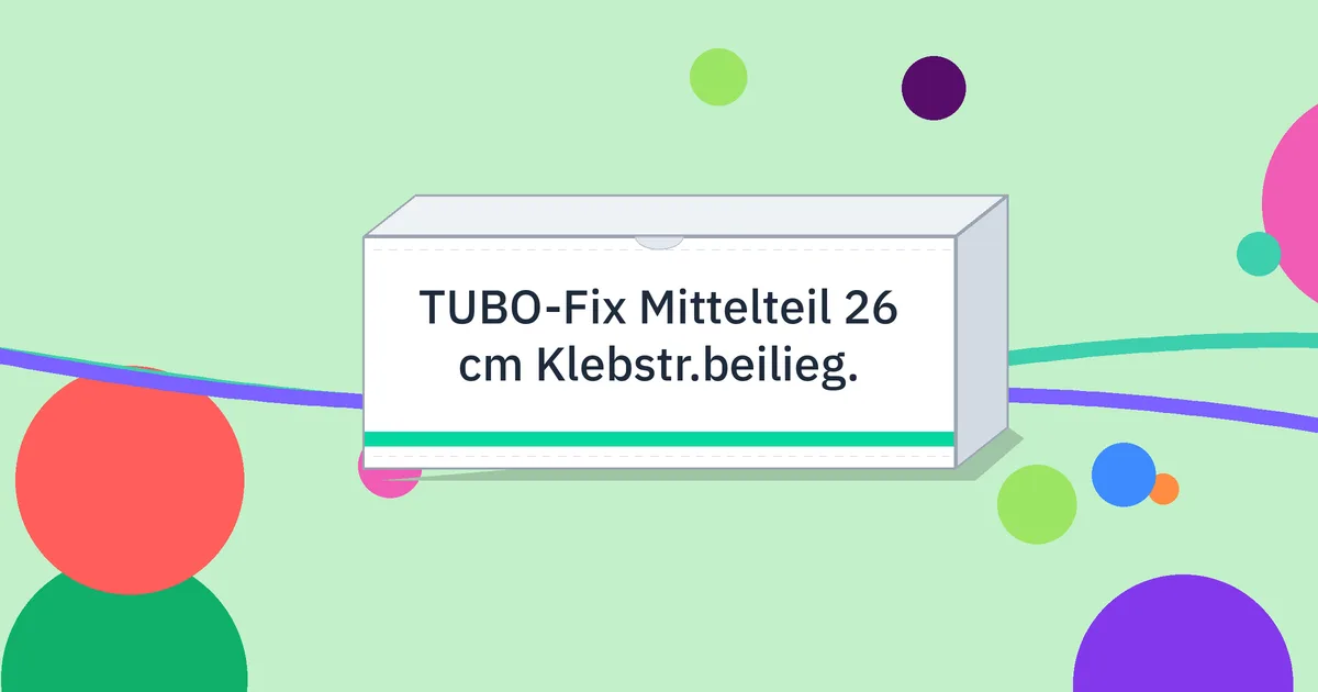 Symbolbild: Packung mit der Aufschrift TUBO-Fix Mittelteil 26 cm Klebstr.beilieg. (PZN 18795833) – Verfügbarkeit und Bezug in Apotheken in Frankfurt am Main