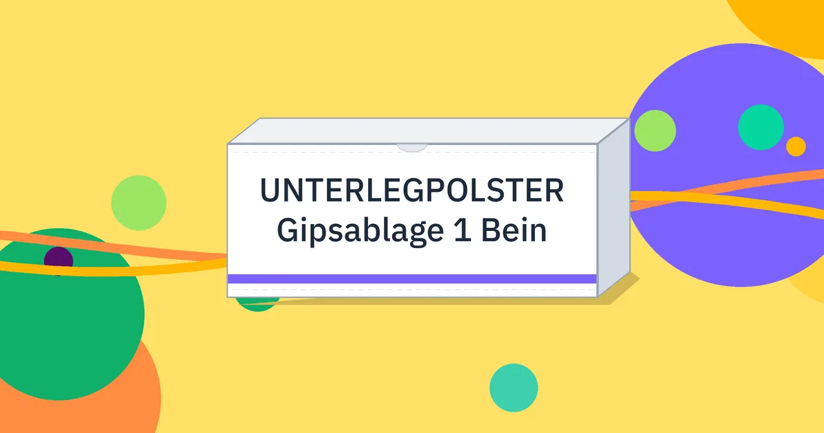 Symbolbild: Packung mit der Aufschrift UNTERLEGPOLSTER Gipsablage 1 Bein (PZN 02445120) – Verfügbarkeit und Bezug in Apotheken in Frankfurt am Main