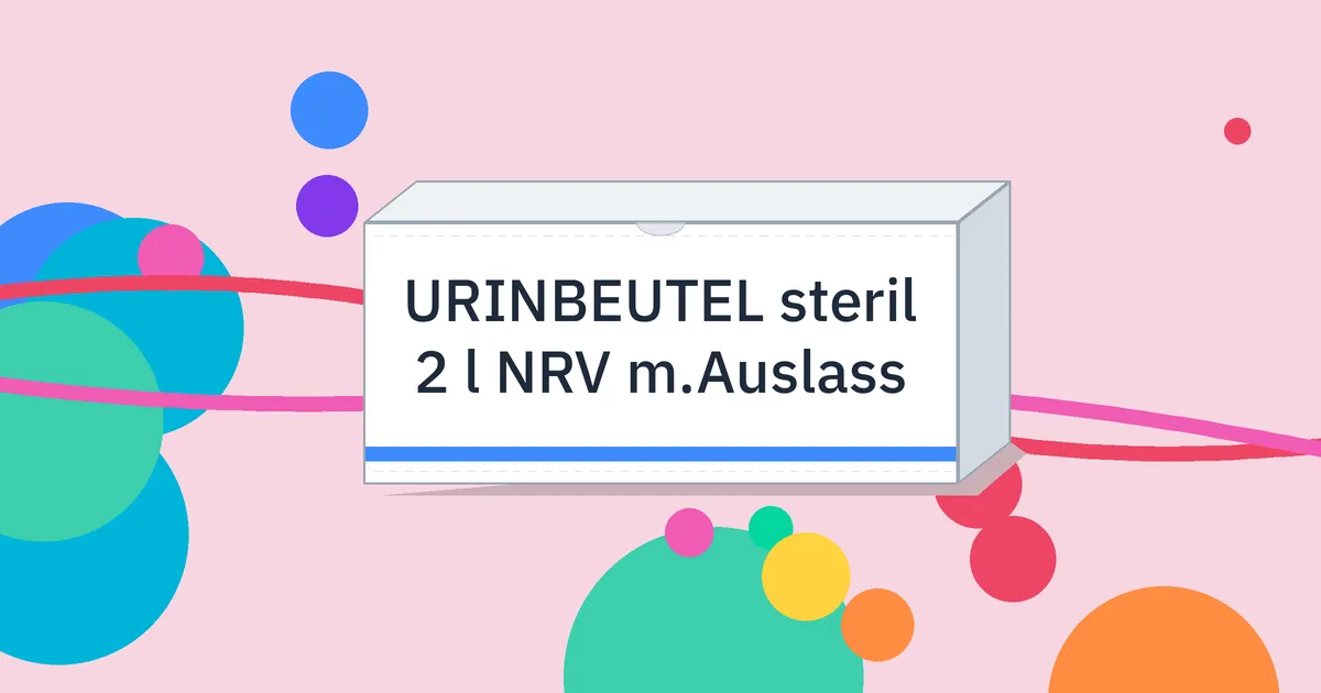 Symbolbild: Packung mit der Aufschrift URINBEUTEL steril 2 l NRV m.Auslass (PZN 06643087) – Verfügbarkeit und Bezug in Apotheken in Frankfurt am Main
