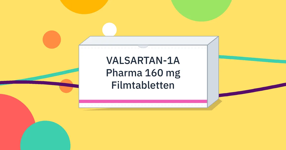 Symbolbild: Packung mit der Aufschrift VALSARTAN-1A Pharma 160 mg Filmtabletten (PZN 07582028) – Verfügbarkeit und Bezug in Apotheken in Frankfurt am Main