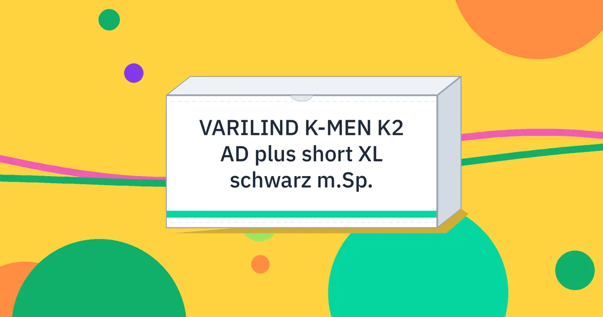 Symbolbild: Packung mit der Aufschrift VARILIND K-MEN K2 AD plus short XL schwarz m.Sp. (PZN 20569630) – Verfügbarkeit und Bezug in Apotheken in Frankfurt am Main