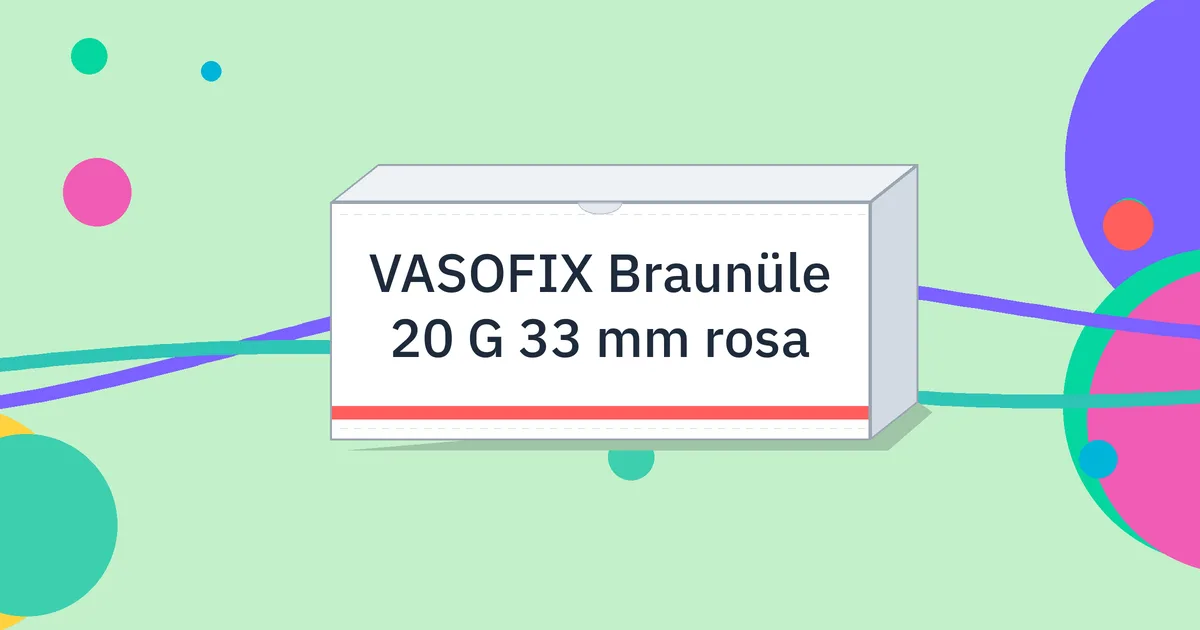 Symbolbild: Packung mit der Aufschrift VASOFIX Braunüle 20 G 33 mm rosa (PZN 02758818) – Verfügbarkeit und Bezug in Apotheken in Frankfurt am Main