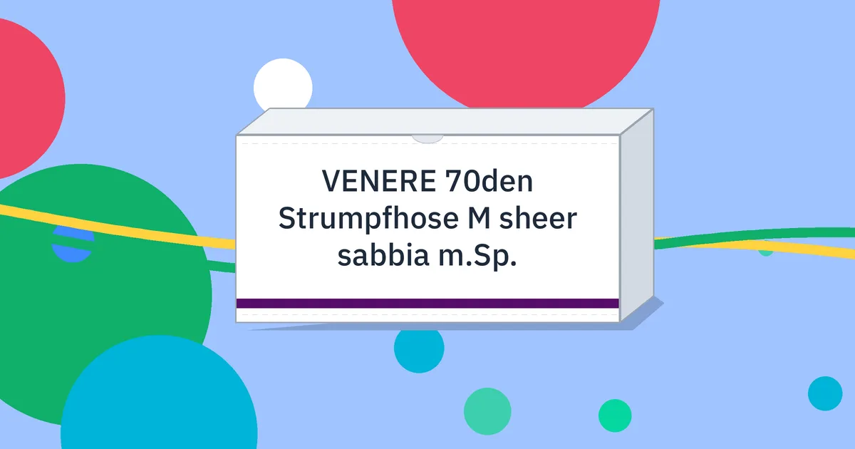 Symbolbild: Packung mit der Aufschrift VENERE 70den Strumpfhose M sheer sabbia m.Sp. (PZN 16172660) – Verfügbarkeit und Bezug in Apotheken in Frankfurt am Main