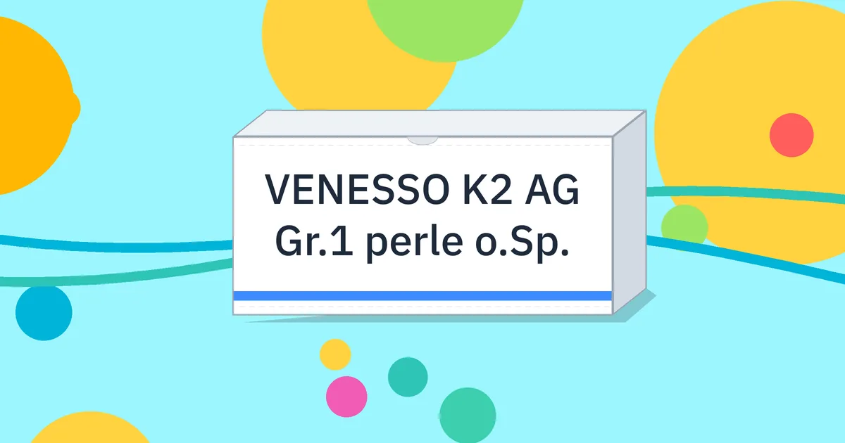 Symbolbild: Packung mit der Aufschrift VENESSO K2 AG Gr.1 perle o.Sp. (PZN 03279014) – Verfügbarkeit und Bezug in Apotheken in Frankfurt am Main