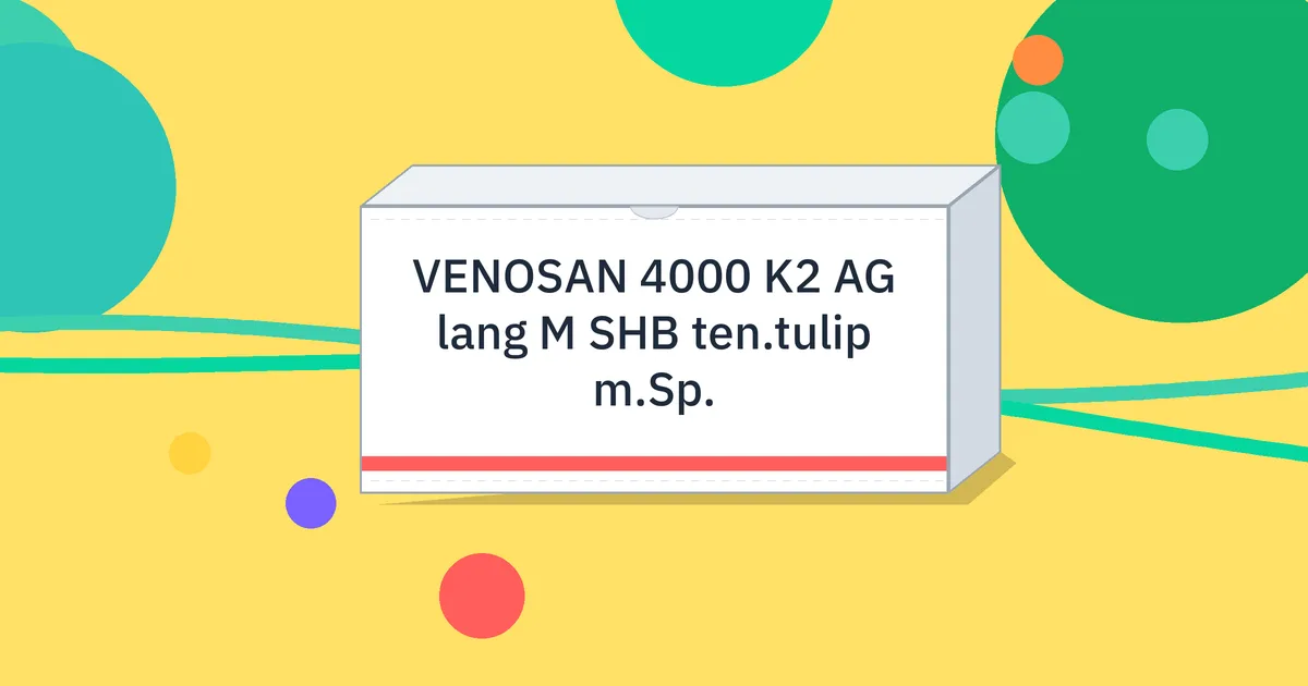 Symbolbild: Packung mit der Aufschrift VENOSAN 4000 K2 AG lang M SHB ten.tulip m.Sp. (PZN 19154409) – Verfügbarkeit und Bezug in Apotheken in Frankfurt am Main