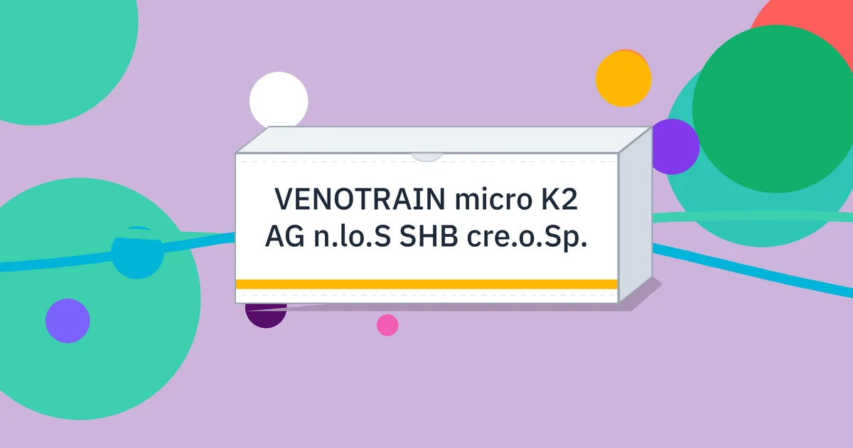 Symbolbild: Packung mit der Aufschrift VENOTRAIN micro K2 AG n.lo.S SHB cre.o.Sp. (PZN 05714885) – Verfügbarkeit und Bezug in Apotheken in Frankfurt am Main