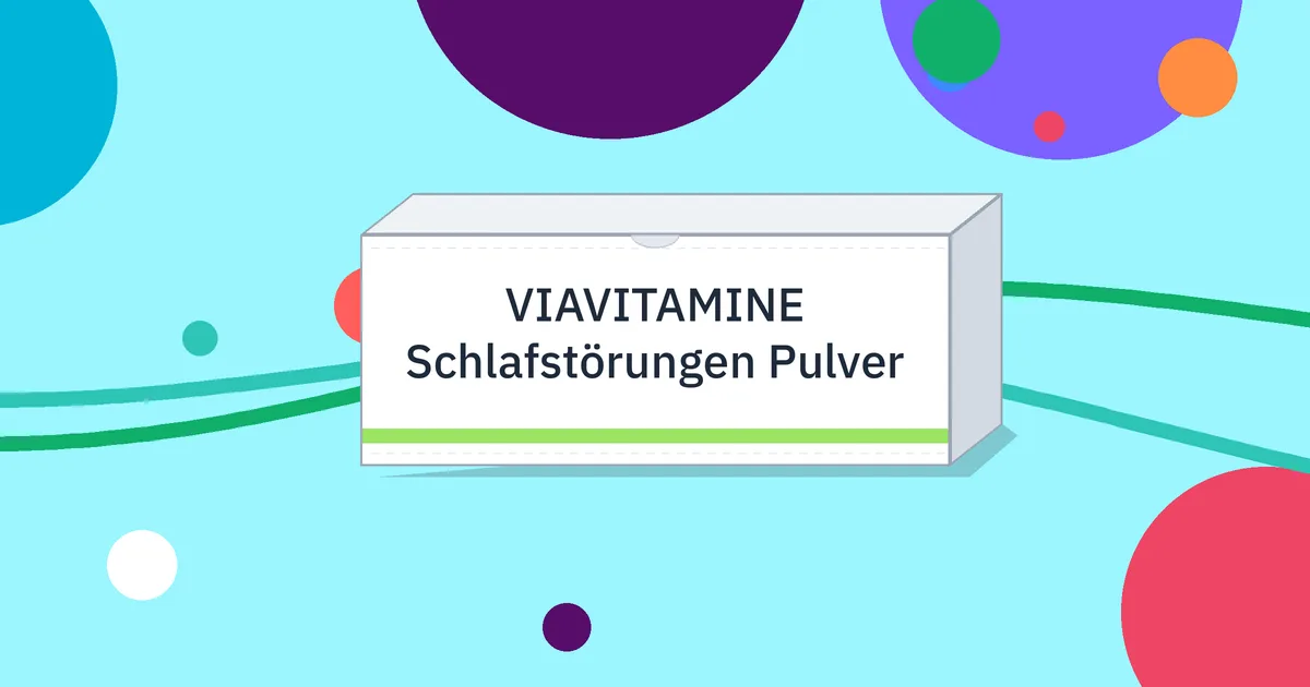 Symbolbild: Packung mit der Aufschrift VIAVITAMINE Schlafstörungen Pulver (PZN 06569830) – Verfügbarkeit und Bezug in Apotheken in Frankfurt am Main