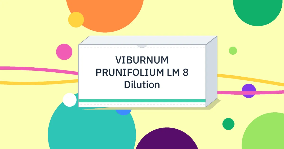Symbolbild: Packung mit der Aufschrift VIBURNUM PRUNIFOLIUM LM 8 Dilution (PZN 13271700) – Verfügbarkeit und Bezug in Apotheken in Frankfurt am Main