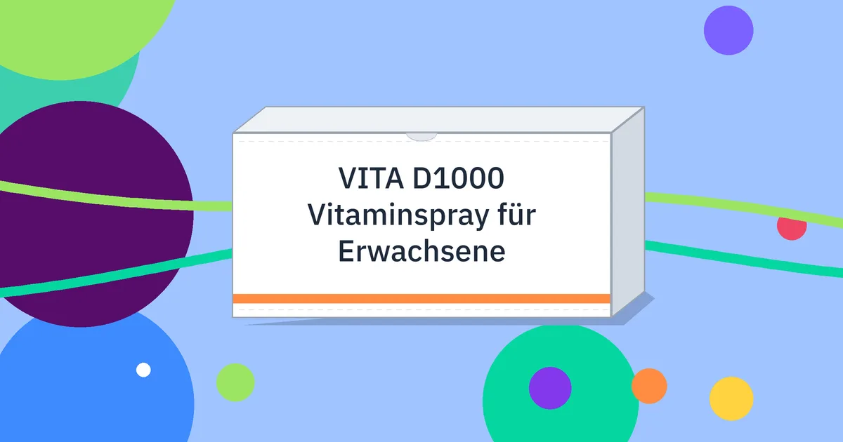 Symbolbild: Packung mit der Aufschrift VITA D1000 Vitaminspray für Erwachsene (PZN 15592176) – Verfügbarkeit und Bezug in Apotheken in Frankfurt am Main