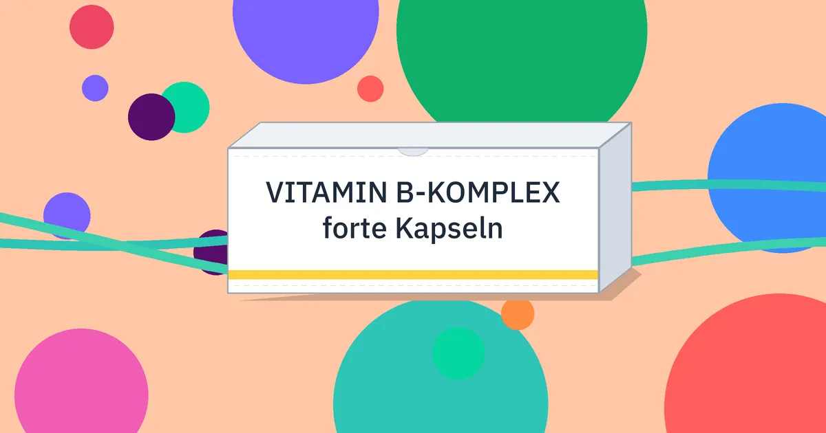 Symbolbild: Packung mit der Aufschrift VITAMIN B-KOMPLEX forte Kapseln (PZN 18270562) – Verfügbarkeit und Bezug in Apotheken in Frankfurt am Main