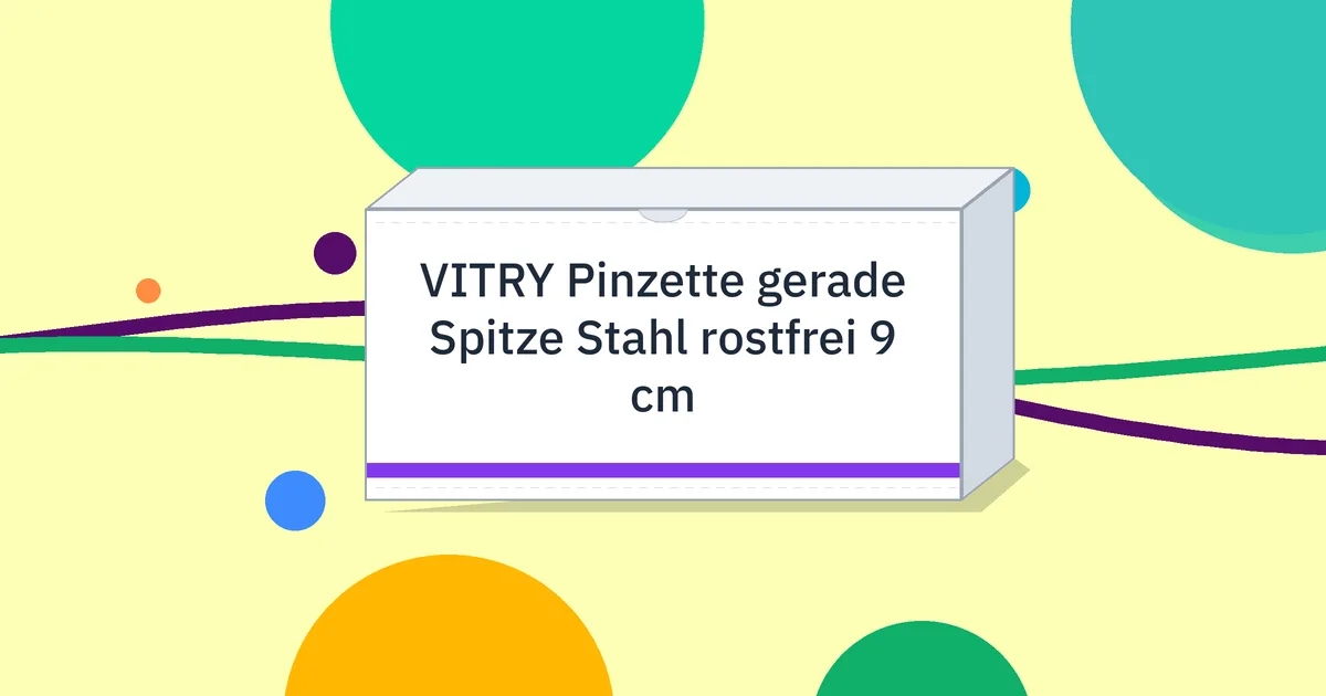 Symbolbild: Packung mit der Aufschrift VITRY Pinzette gerade Spitze Stahl rostfrei 9 cm (PZN 11688873) – Verfügbarkeit und Bezug in Apotheken in Frankfurt am Main
