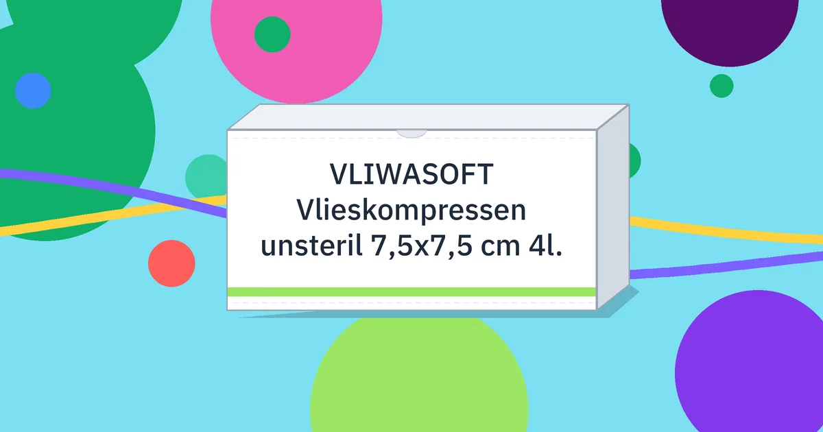 Symbolbild: Packung mit der Aufschrift VLIWASOFT Vlieskompressen unsteril 7,5x7,5 cm 4l. (PZN 19704413) – Verfügbarkeit und Bezug in Apotheken in Frankfurt am Main