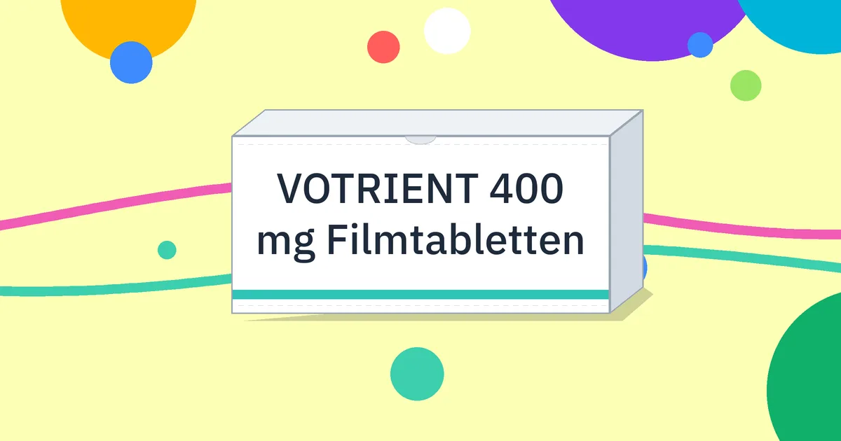 Symbolbild: Packung mit der Aufschrift VOTRIENT 400 mg Filmtabletten (PZN 10709395) – Verfügbarkeit und Bezug in Apotheken in Frankfurt am Main