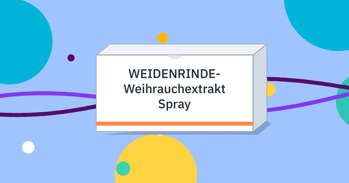 Symbolbild: Packung mit der Aufschrift WEIDENRINDE-Weihrauchextrakt Spray (PZN 18396837) – Verfügbarkeit und Bezug in Apotheken in Frankfurt am Main