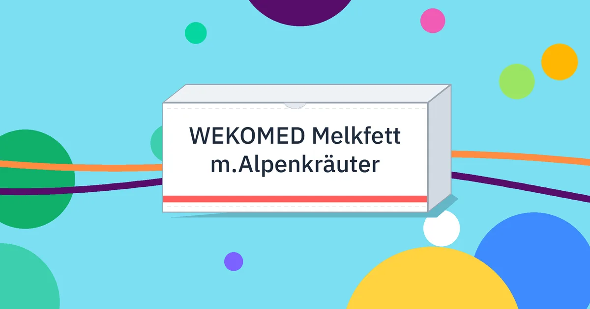 Symbolbild: Packung mit der Aufschrift WEKOMED Melkfett m.Alpenkräuter (PZN 07450019) – Verfügbarkeit und Bezug in Apotheken in Frankfurt am Main