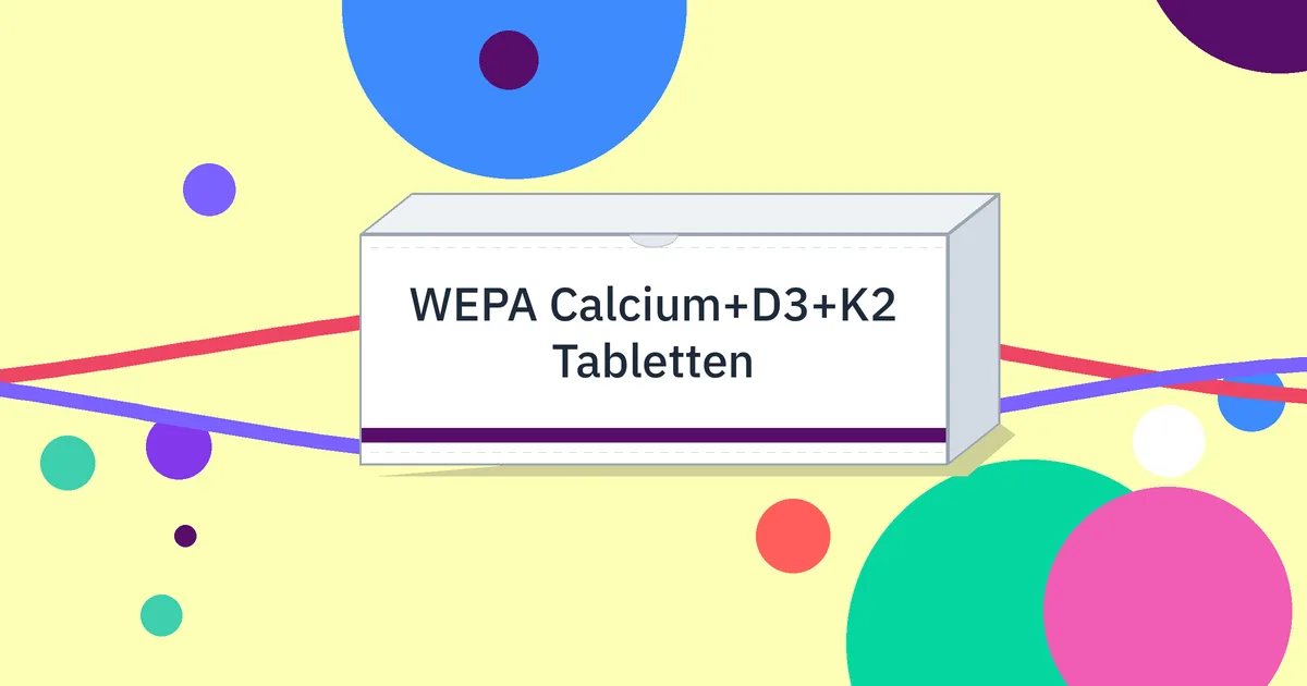 Symbolbild: Packung mit der Aufschrift WEPA Calcium+D3+K2 Tabletten (PZN 17830361) – Verfügbarkeit und Bezug in Apotheken in Frankfurt am Main