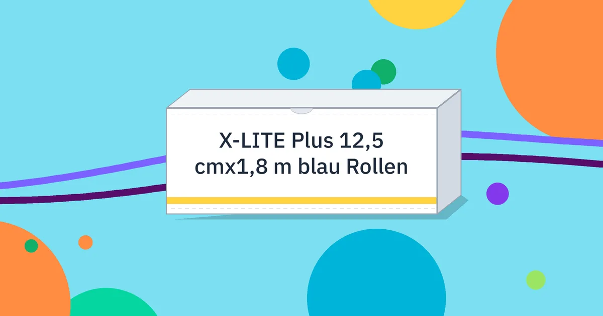 Symbolbild: Packung mit der Aufschrift X-LITE Plus 12,5 cmx1,8 m blau Rollen (PZN 14441535) – Verfügbarkeit und Bezug in Apotheken in Frankfurt am Main