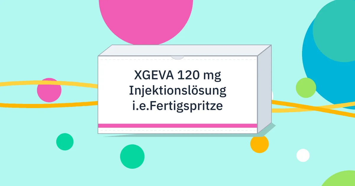 Symbolbild: Packung mit der Aufschrift XGEVA 120 mg Injektionslösung i.e.Fertigspritze (PZN 19485419) – Verfügbarkeit und Bezug in Apotheken in Frankfurt am Main