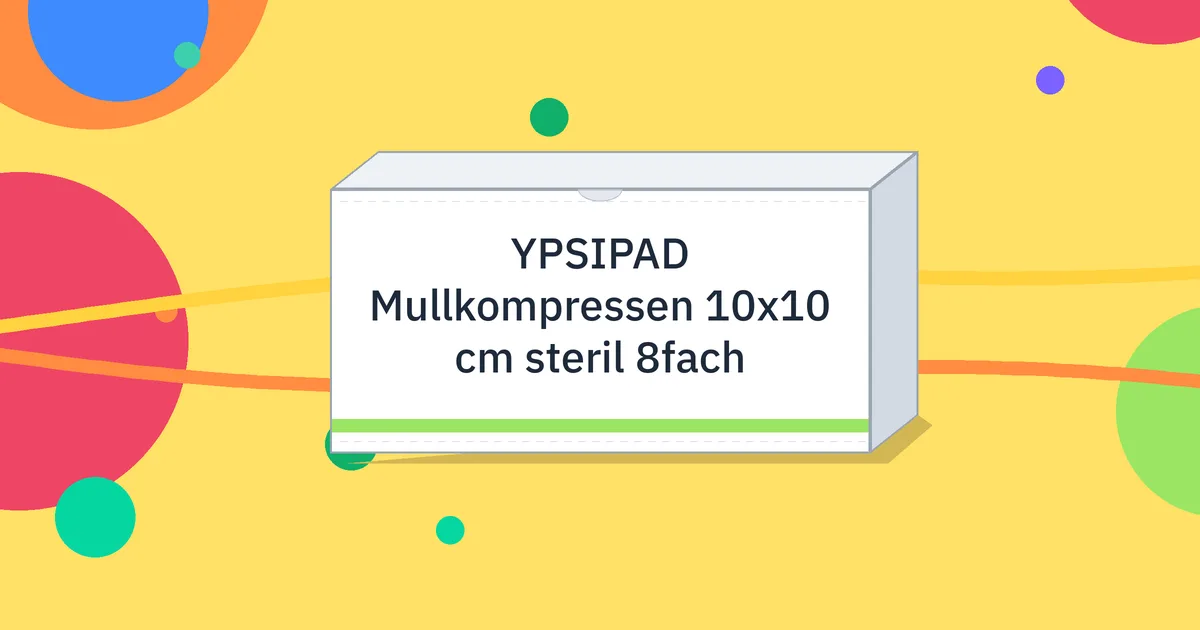Symbolbild: Packung mit der Aufschrift YPSIPAD Mullkompressen 10x10 cm steril 8fach (PZN 12604157) – Verfügbarkeit und Bezug in Apotheken in Frankfurt am Main