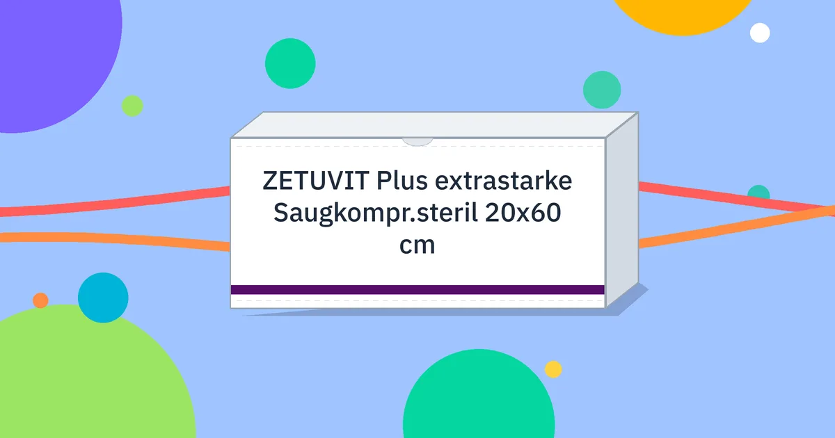 Symbolbild: Packung mit der Aufschrift ZETUVIT Plus extrastarke Saugkompr.steril 20x60 cm (PZN 20369799) – Verfügbarkeit und Bezug in Apotheken in Frankfurt am Main