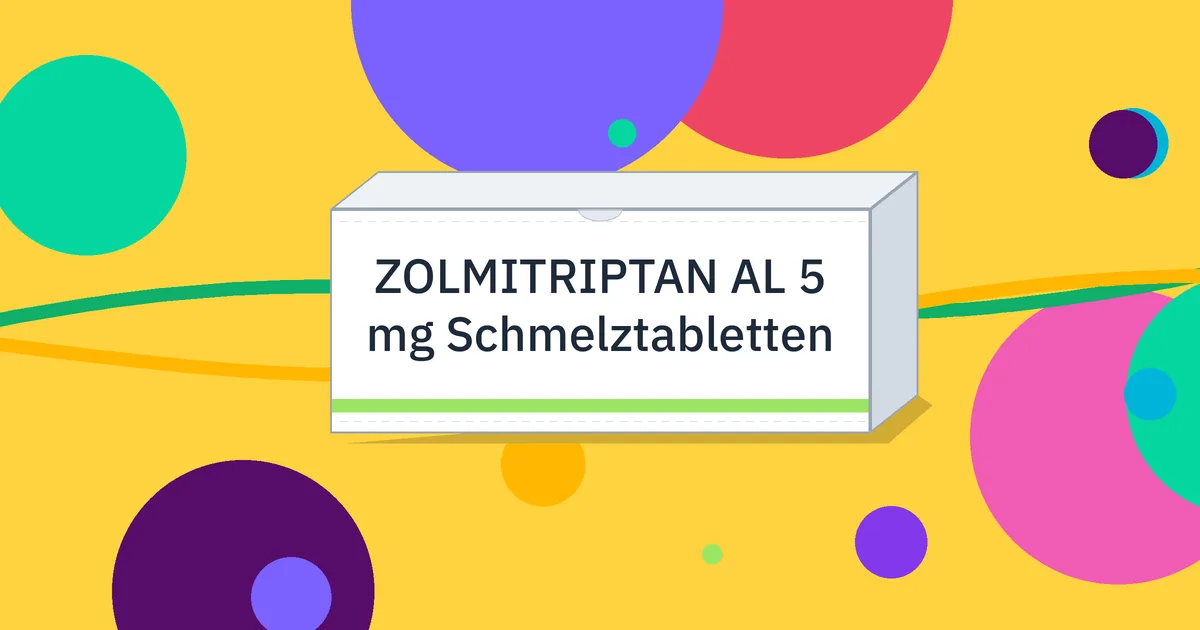 Symbolbild: Packung mit der Aufschrift ZOLMITRIPTAN AL 5 mg Schmelztabletten (PZN 11123272) – Verfügbarkeit und Bezug in Apotheken in Frankfurt am Main