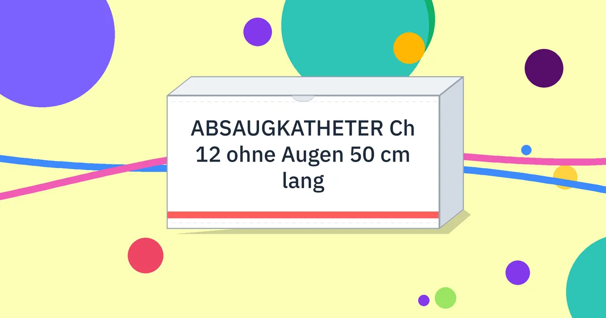 Symbolbild: Packung mit der Aufschrift ABSAUGKATHETER Ch 12 ohne Augen 50 cm lang (PZN 02411807) – Verfügbarkeit und Bezug in Apotheken in Frankfurt am Main