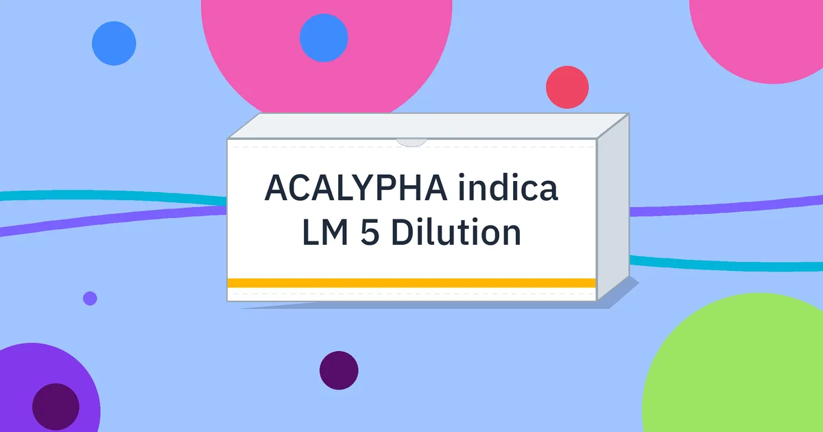 Symbolbild: Packung mit der Aufschrift ACALYPHA indica LM 5 Dilution (PZN 13262173) – Verfügbarkeit und Bezug in Apotheken in Frankfurt am Main