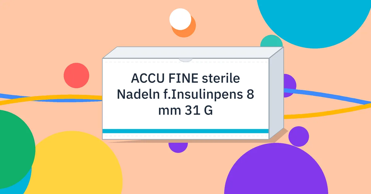 Symbolbild: Packung mit der Aufschrift ACCU FINE sterile Nadeln f.Insulinpens 8 mm 31 G (PZN 15607883) – Verfügbarkeit und Bezug in Apotheken in Frankfurt am Main