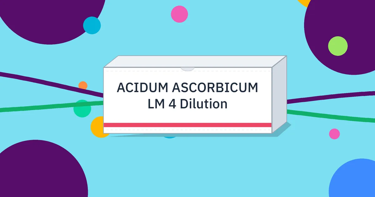 Symbolbild: Packung mit der Aufschrift ACIDUM ASCORBICUM LM 4 Dilution (PZN 13268655) – Verfügbarkeit und Bezug in Apotheken in Frankfurt am Main