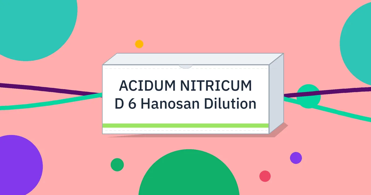 Symbolbild: Packung mit der Aufschrift ACIDUM NITRICUM D 6 Hanosan Dilution (PZN 00007551) – Verfügbarkeit und Bezug in Apotheken in Frankfurt am Main
