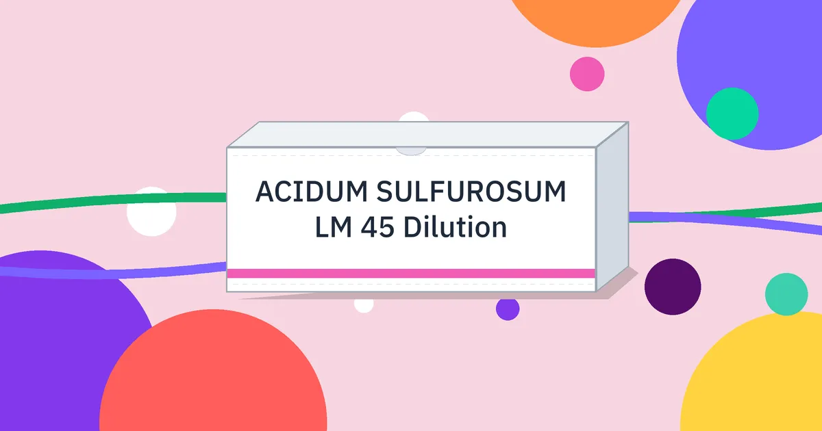 Symbolbild: Packung mit der Aufschrift ACIDUM SULFUROSUM LM 45 Dilution (PZN 13285286) – Verfügbarkeit und Bezug in Apotheken in Frankfurt am Main