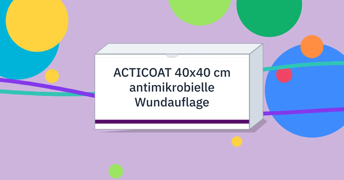 Symbolbild: Packung mit der Aufschrift ACTICOAT 40x40 cm antimikrobielle Wundauflage (PZN 01885727) – Verfügbarkeit und Bezug in Apotheken in Frankfurt am Main