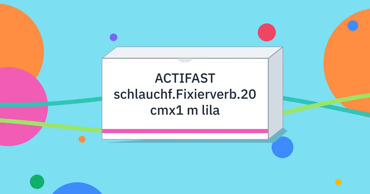 Symbolbild: Packung mit der Aufschrift ACTIFAST schlauchf.Fixierverb.20 cmx1 m lila (PZN 19151575) – Verfügbarkeit und Bezug in Apotheken in Frankfurt am Main