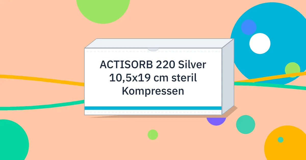 Symbolbild: Packung mit der Aufschrift ACTISORB 220 Silver 10,5x19 cm steril Kompressen (PZN 16515597) – Verfügbarkeit und Bezug in Apotheken in Frankfurt am Main
