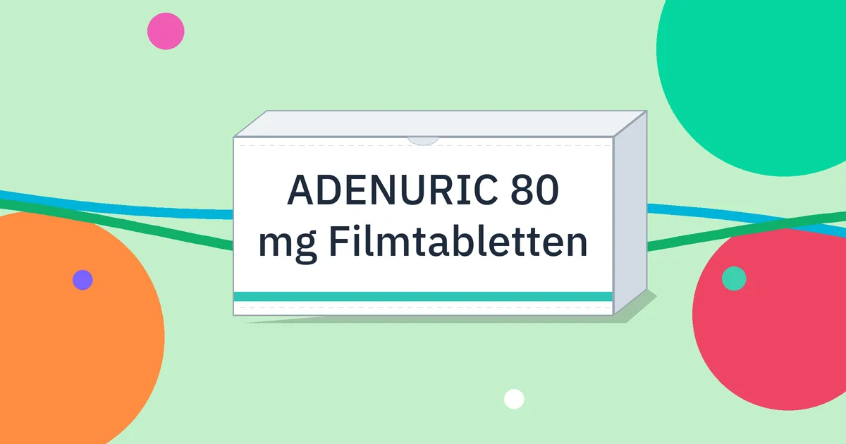 Symbolbild: Packung mit der Aufschrift ADENURIC 80 mg Filmtabletten (PZN 18603437) – Verfügbarkeit und Bezug in Apotheken in Frankfurt am Main