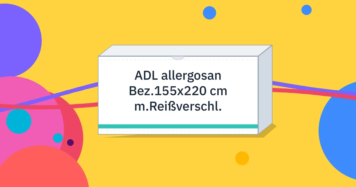 Symbolbild: Packung mit der Aufschrift ADL allergosan Bez.155x220 cm m.Reißverschl. (PZN 08858403) – Verfügbarkeit und Bezug in Apotheken in Frankfurt am Main