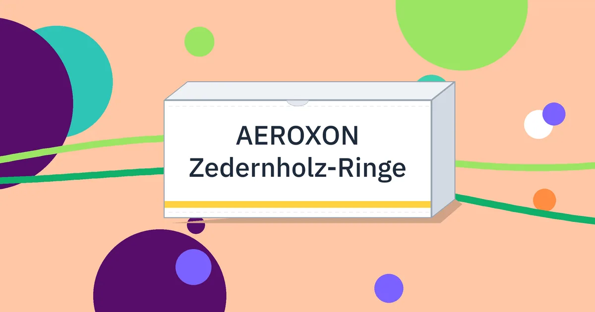 Symbolbild: Packung mit der Aufschrift AEROXON Zedernholz-Ringe (PZN 19711057) – Verfügbarkeit und Bezug in Apotheken in Frankfurt am Main