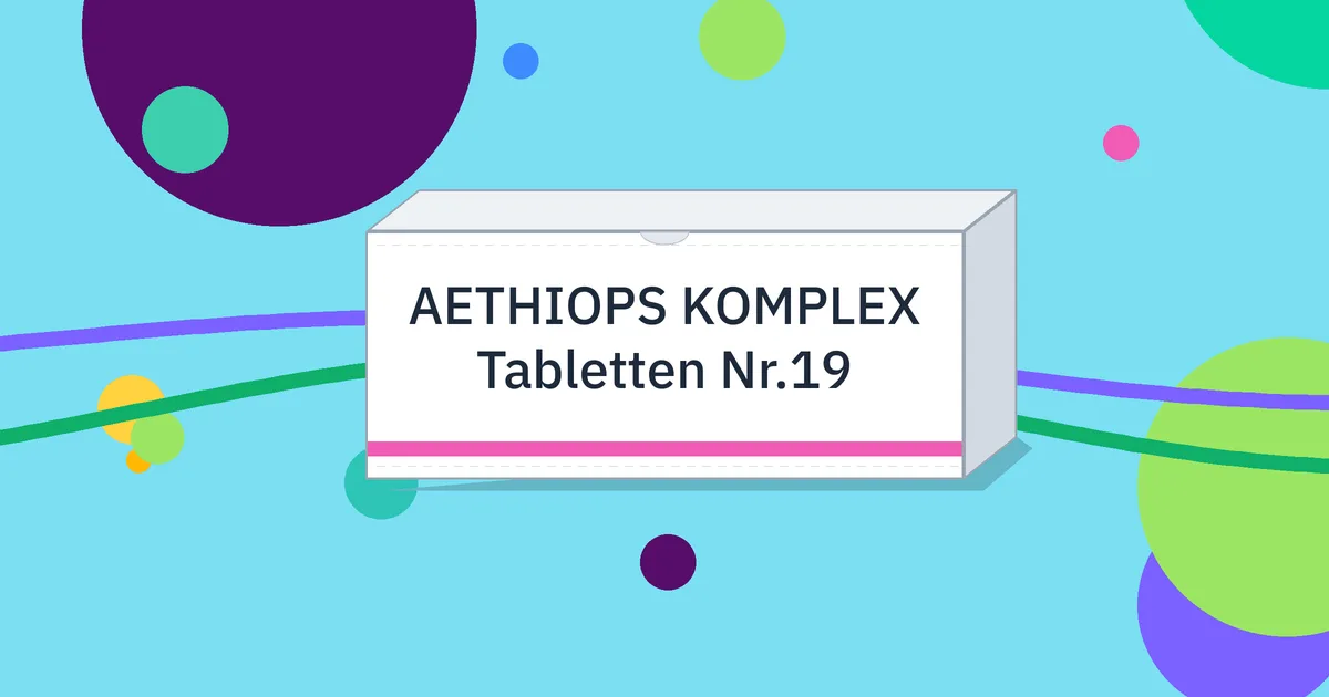 Symbolbild: Packung mit der Aufschrift AETHIOPS KOMPLEX Tabletten Nr.19 (PZN 02479751) – Verfügbarkeit und Bezug in Apotheken in Frankfurt am Main
